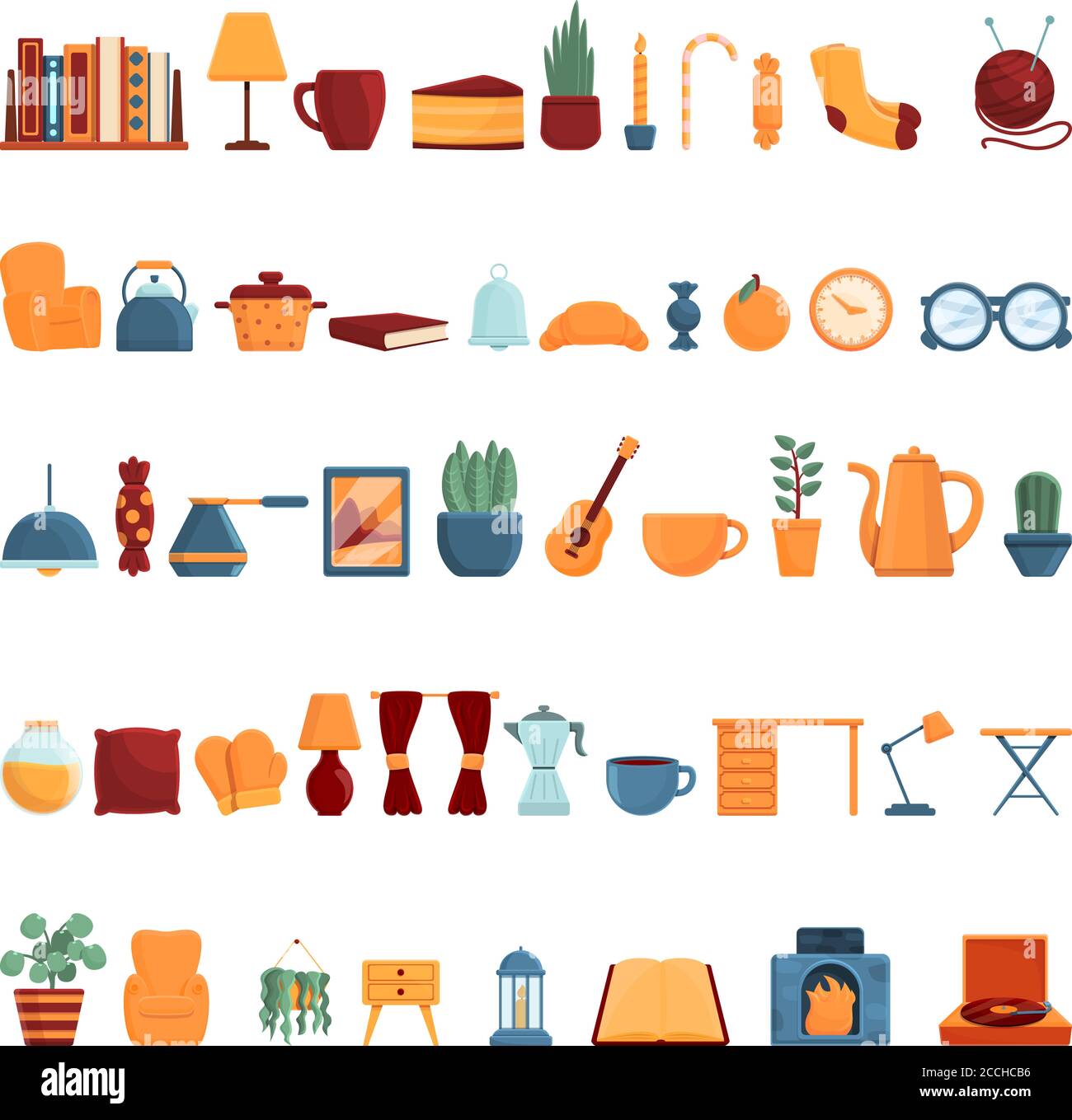 Cozy home icons set. Cartoon set of cozy home vector icons for web ...