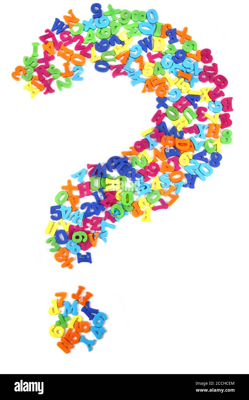 question sign from plastic letters isolated on the white background ...
