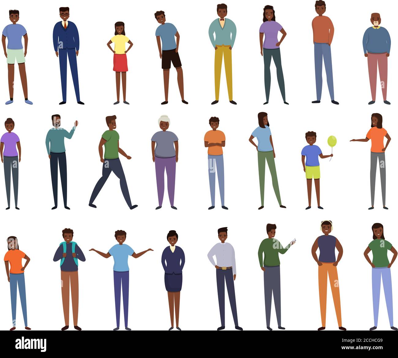 African people icons set. Cartoon set of african people vector icons ...