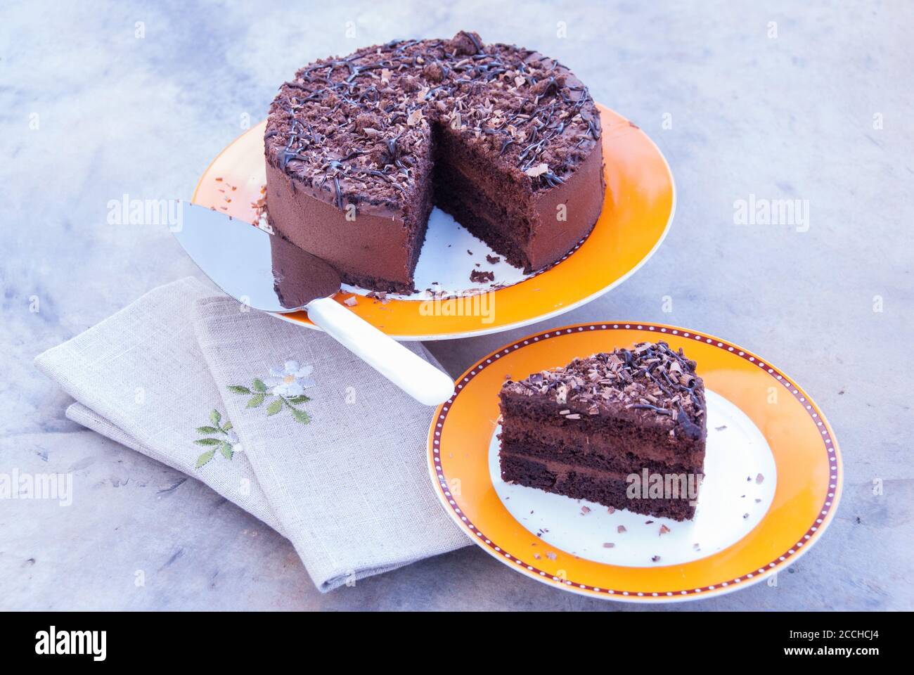 Chocolate cake still life Stock Photo - Alamy
