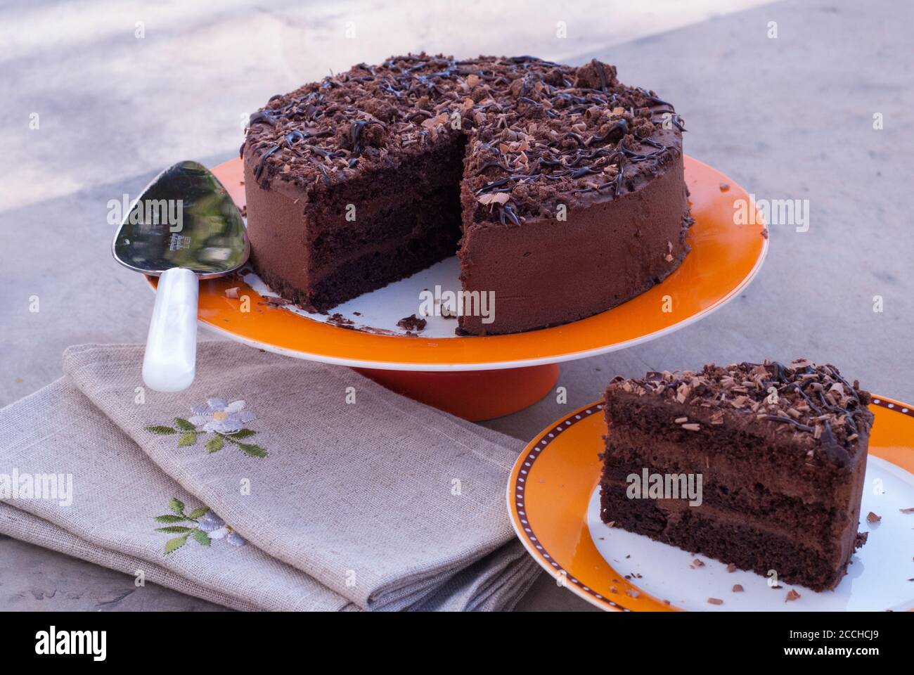 Chocolate cake still life Stock Photo - Alamy