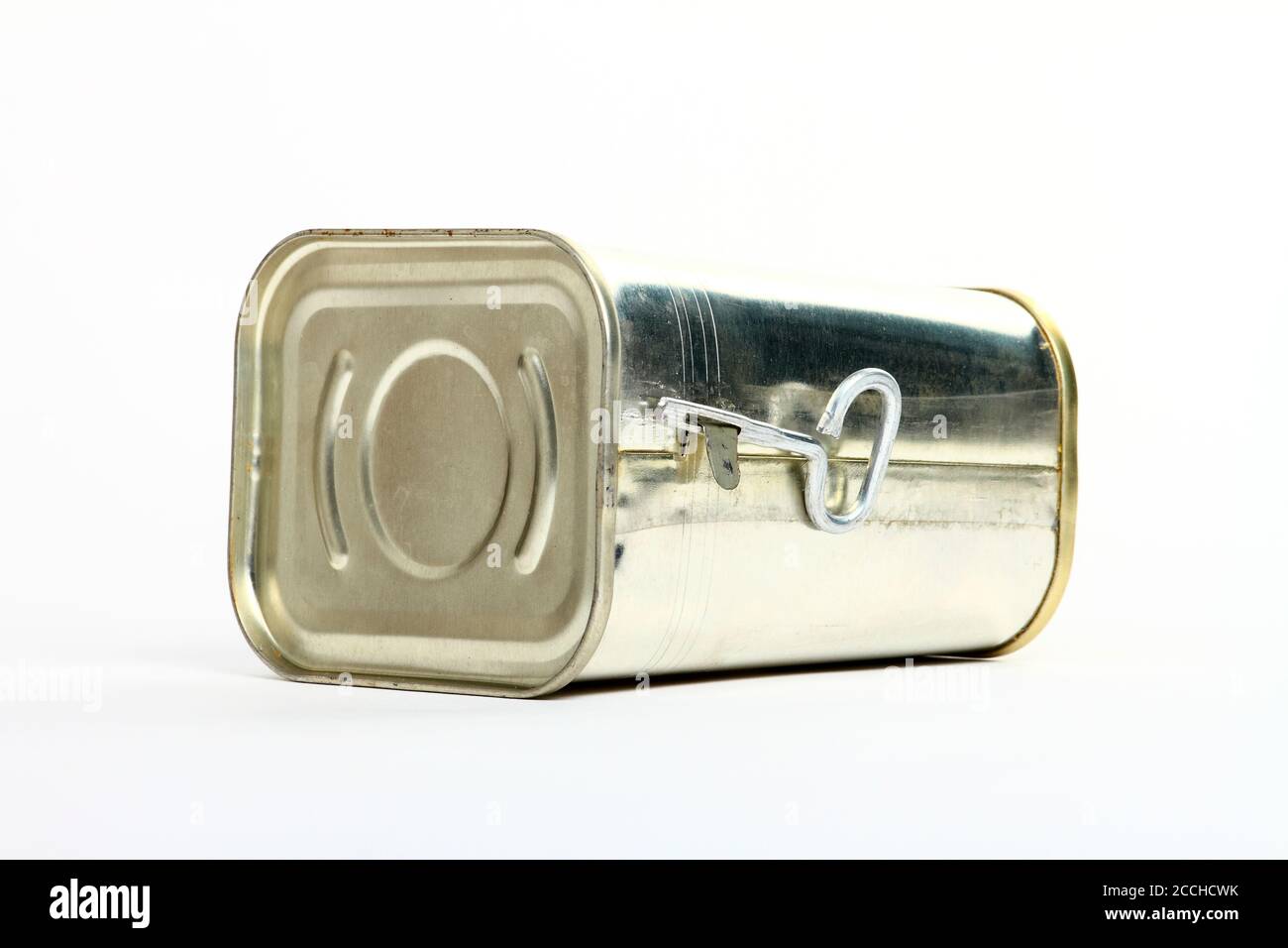 Corned beef tin isolated on a white background Stock Photo - Alamy