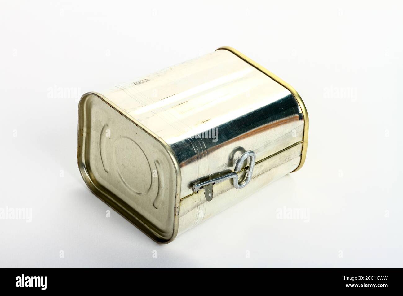Corned beef tin isolated on a white background Stock Photo - Alamy
