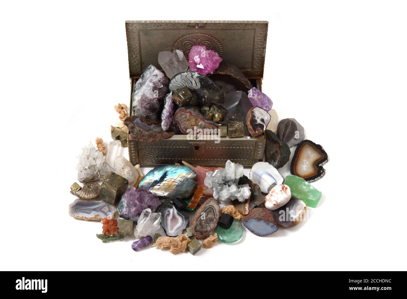 color gems in the box isolated on the white background Stock Photo - Alamy