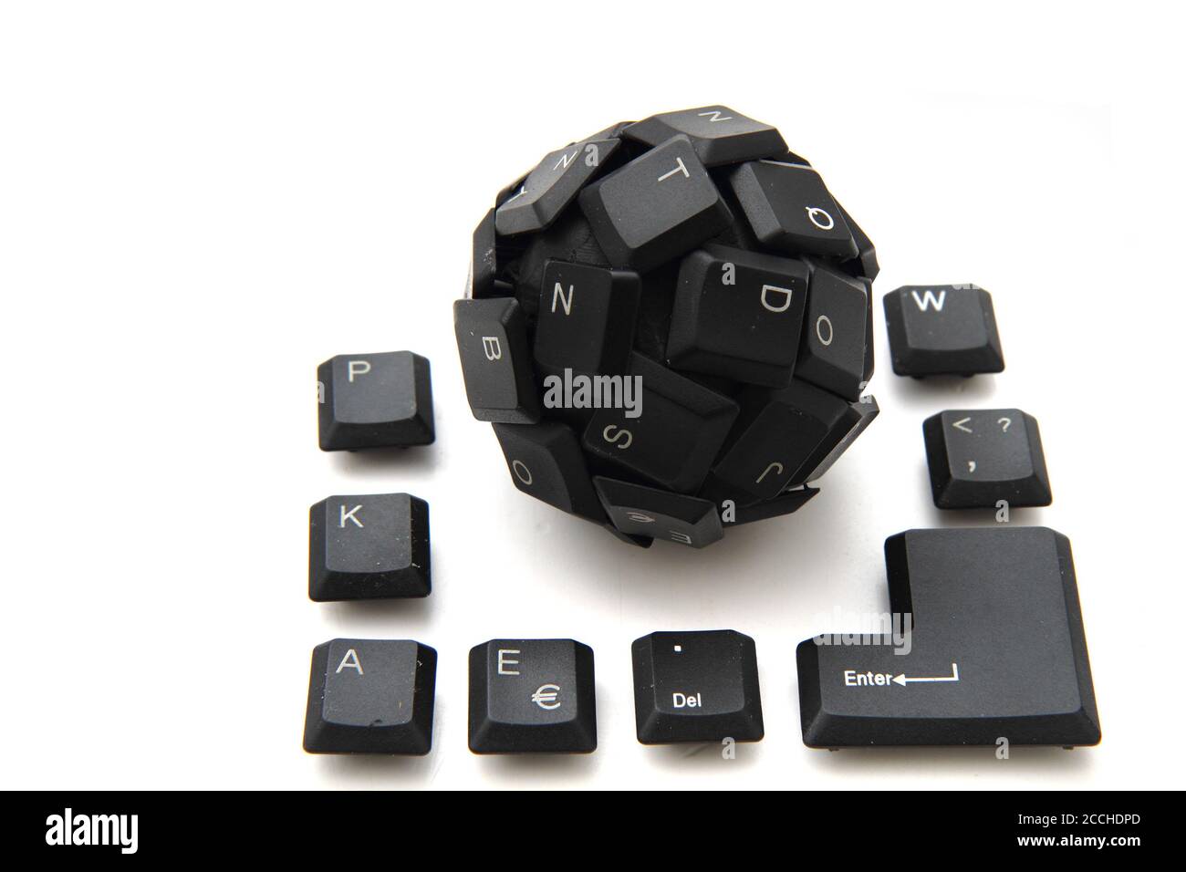 black keyboard sphere as new device isolated on the white background ...