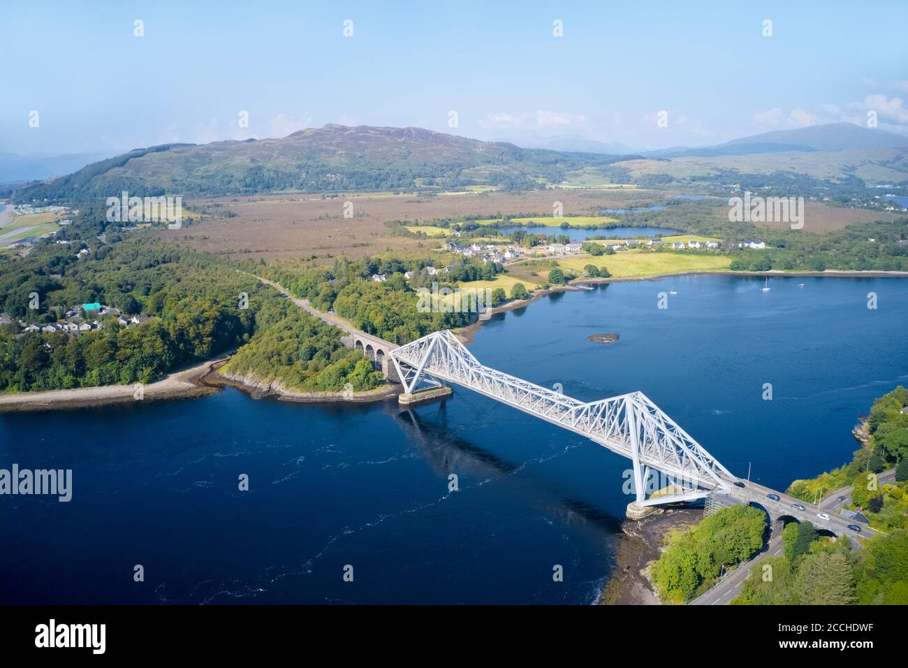 Connel Bridge steel cantilever structure ocean sea road crossing over ...