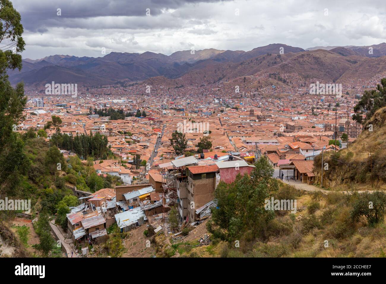 Elevated View Of Suburban Housing In Cusco In Peru Stock Photo - Alamy