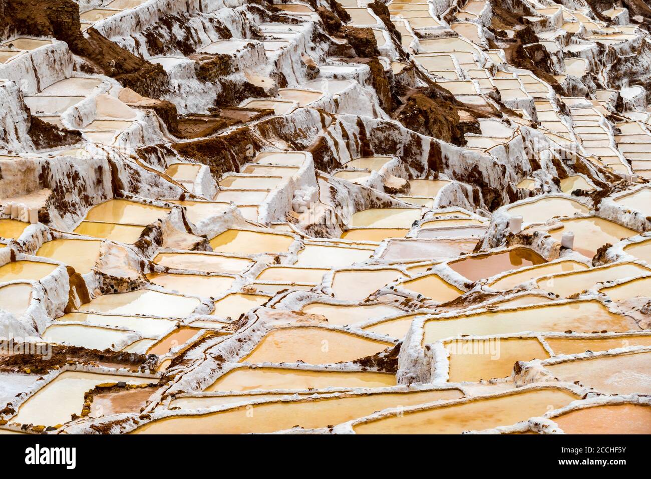 Salt ponds in Maras, Peru. Since pre-Inca times, salt has been obtained ...
