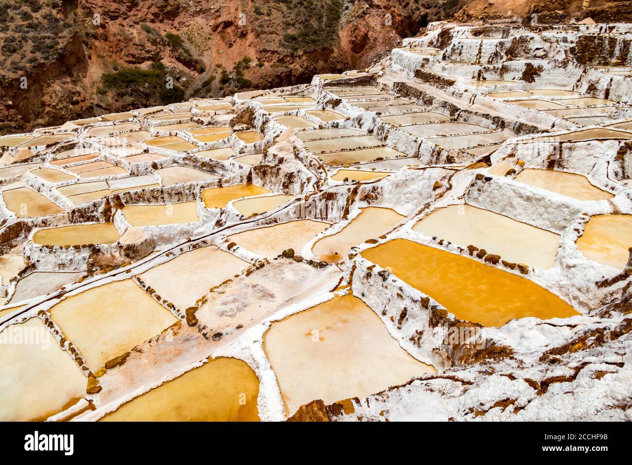 Salt ponds in Maras, Peru. Since pre-Inca times, salt has been obtained ...
