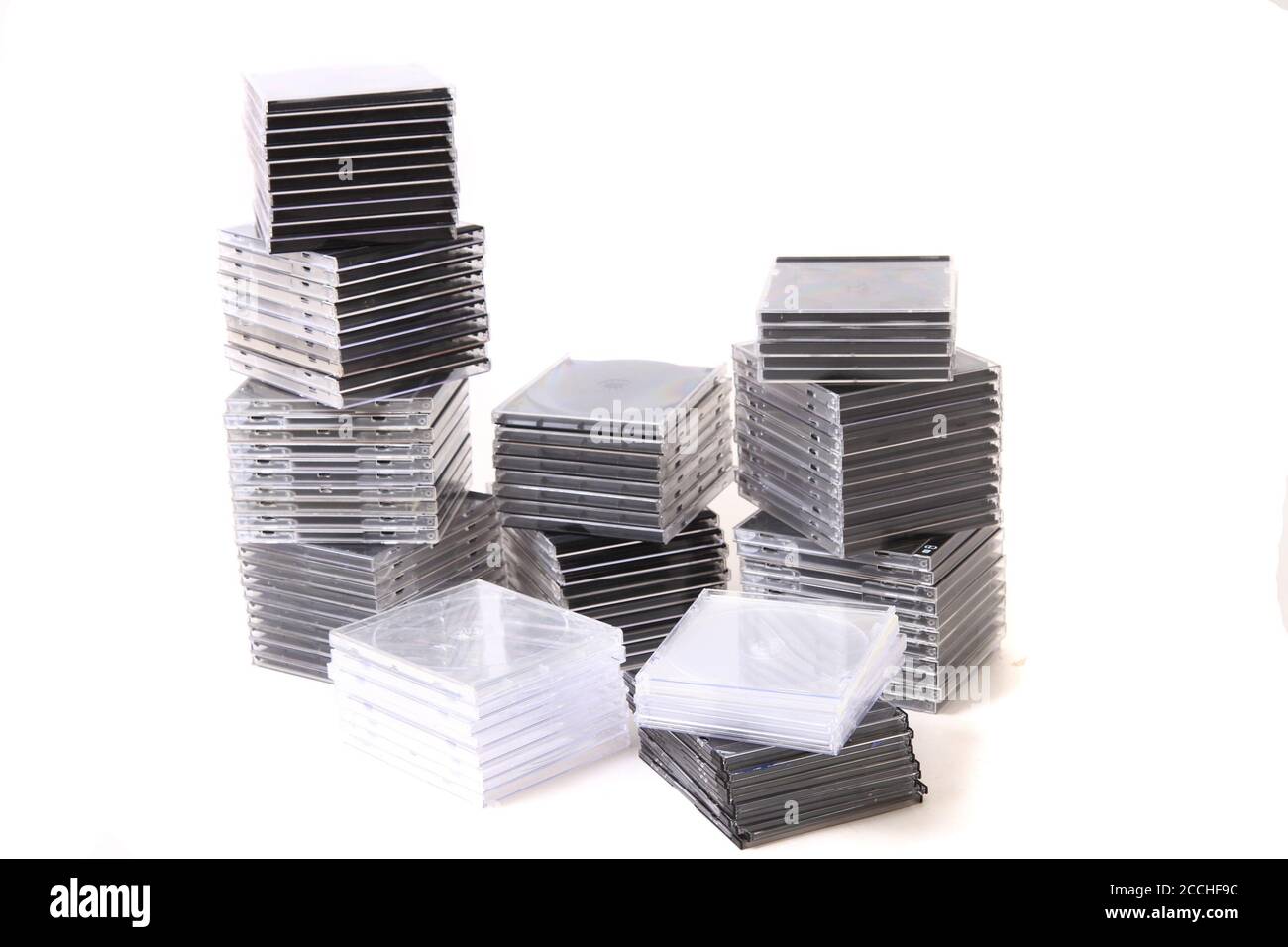 plastic empty CD and DVD boxes isolated on the white background Stock ...
