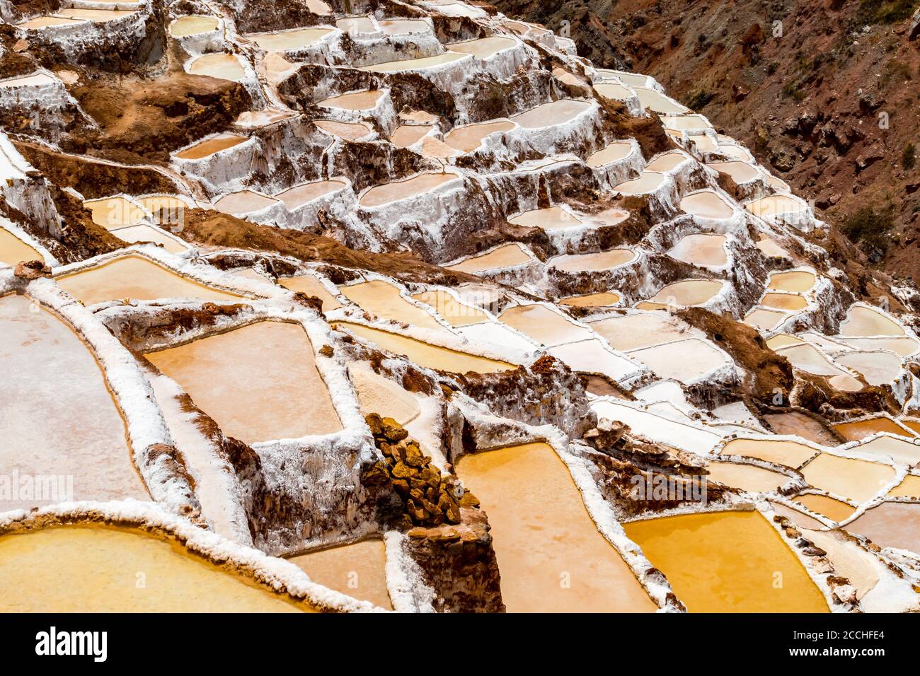 Salt ponds in Maras, Peru. Since pre-Inca times, salt has been obtained ...