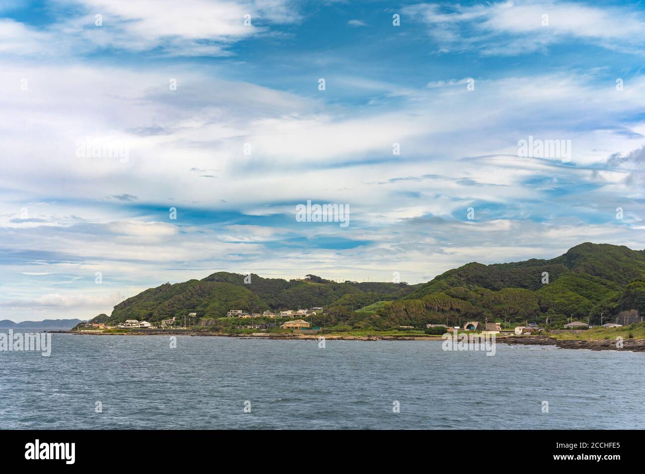 chiba, japan - july 18 2020: Coast of the Bōsō Peninsula from the ferry ...