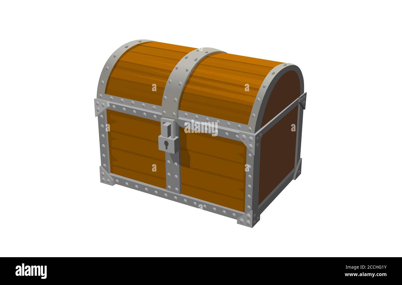 Chest 3d object, vintage icon isolated white background. Vector ...
