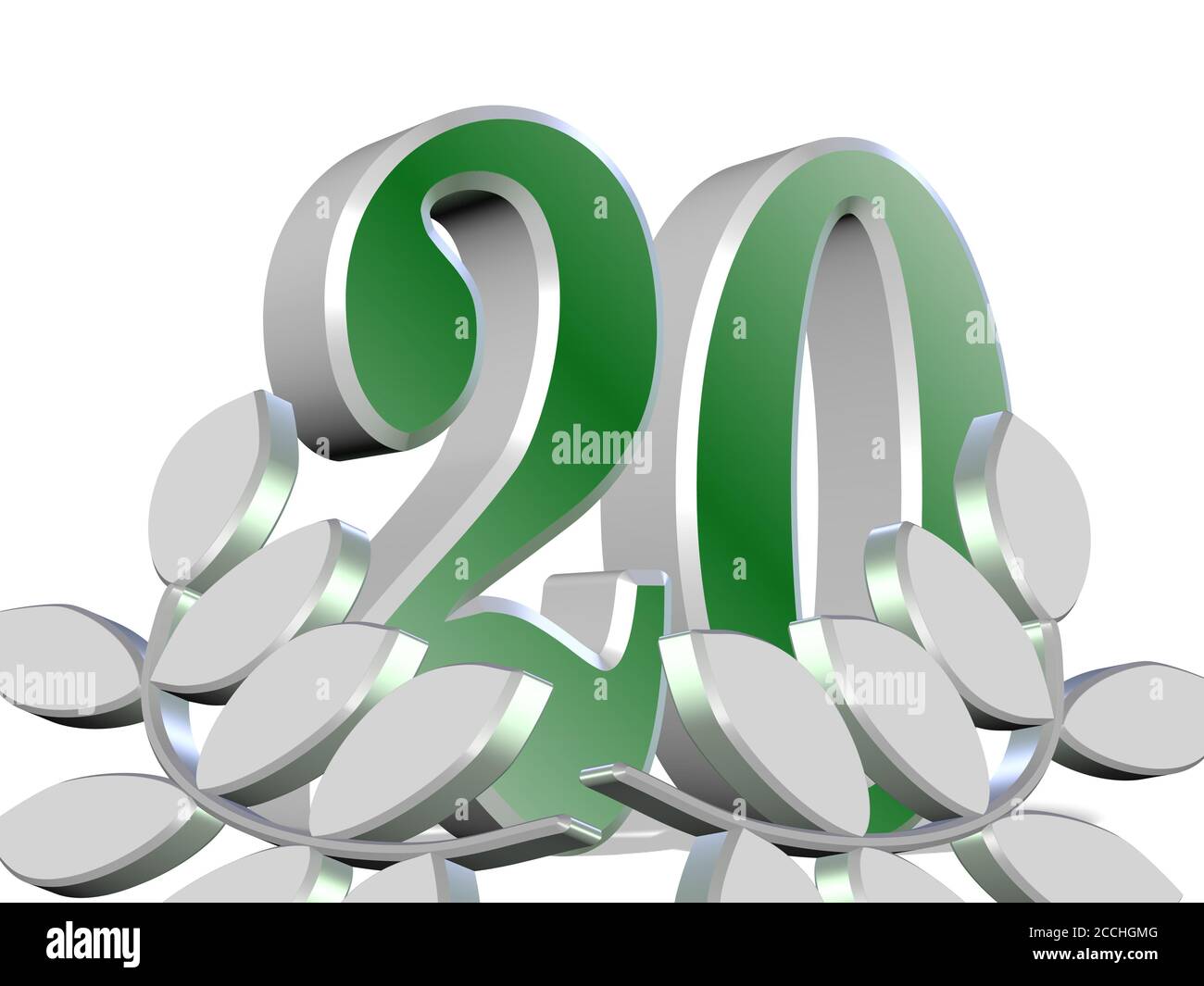 Anniversary, twenty years, with a laurel wreath Stock Photo - Alamy