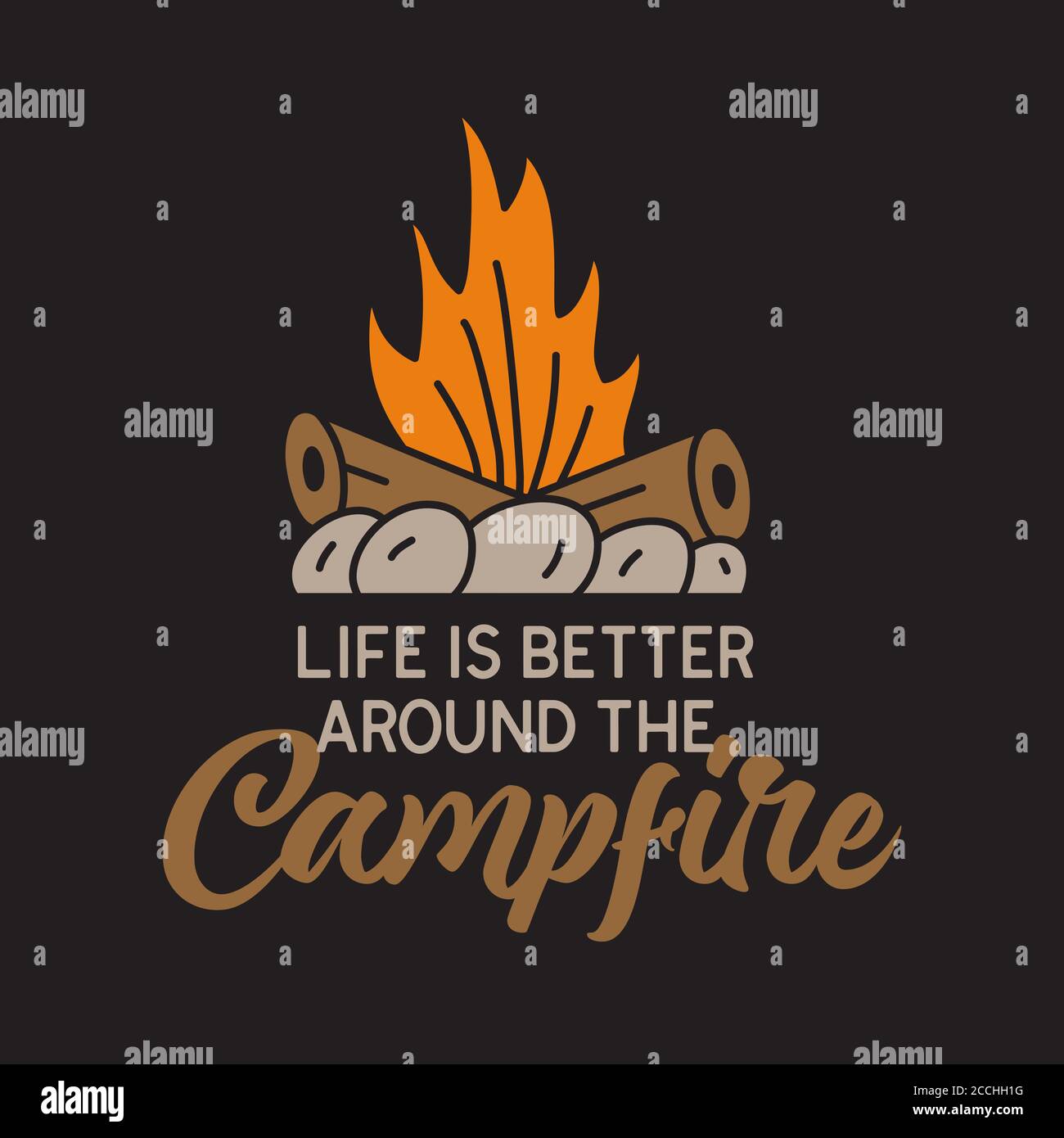 Vintage Campfire Illustration