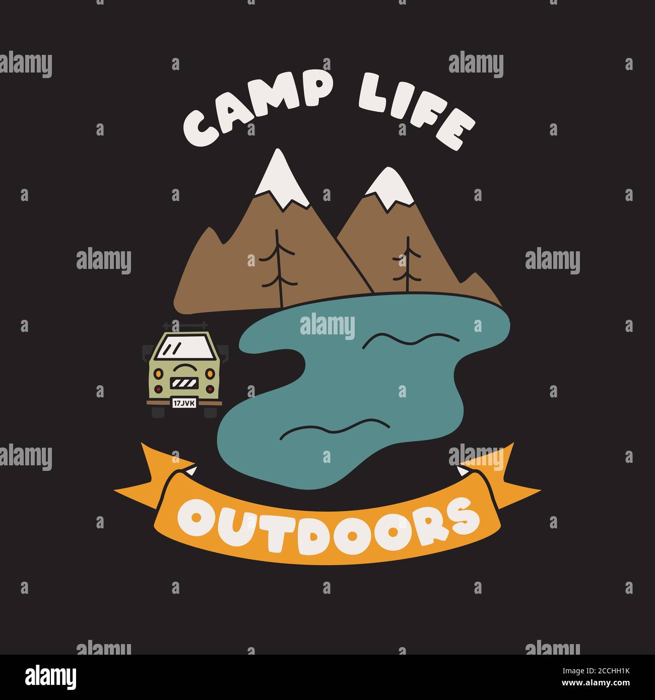 Camping badge illustration design. Outdoor logo with quote - Camp life ...