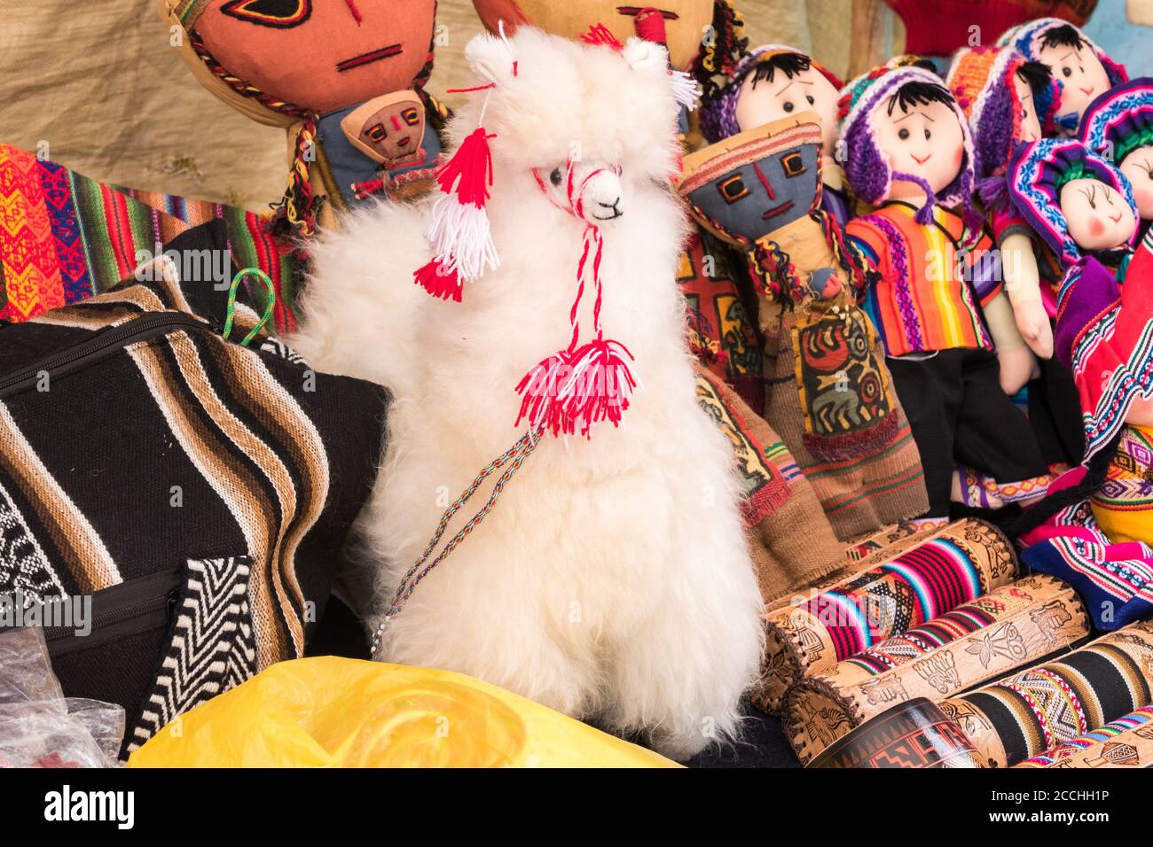 Peruvian traditional colourful native handicraft textile fabric at ...