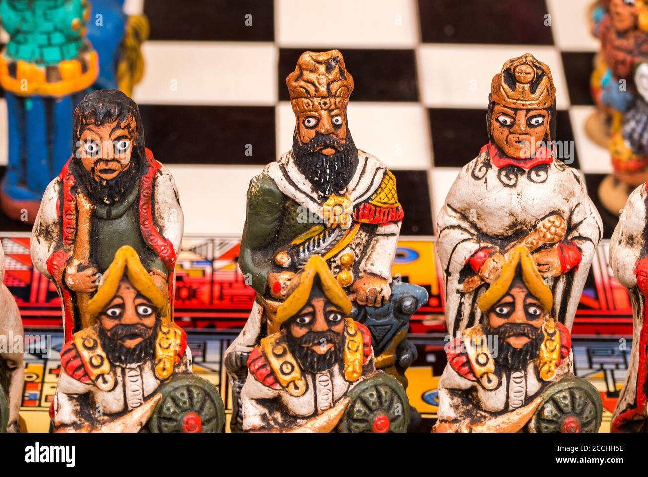 The traditional chess game art and craft product with Spanish against ...