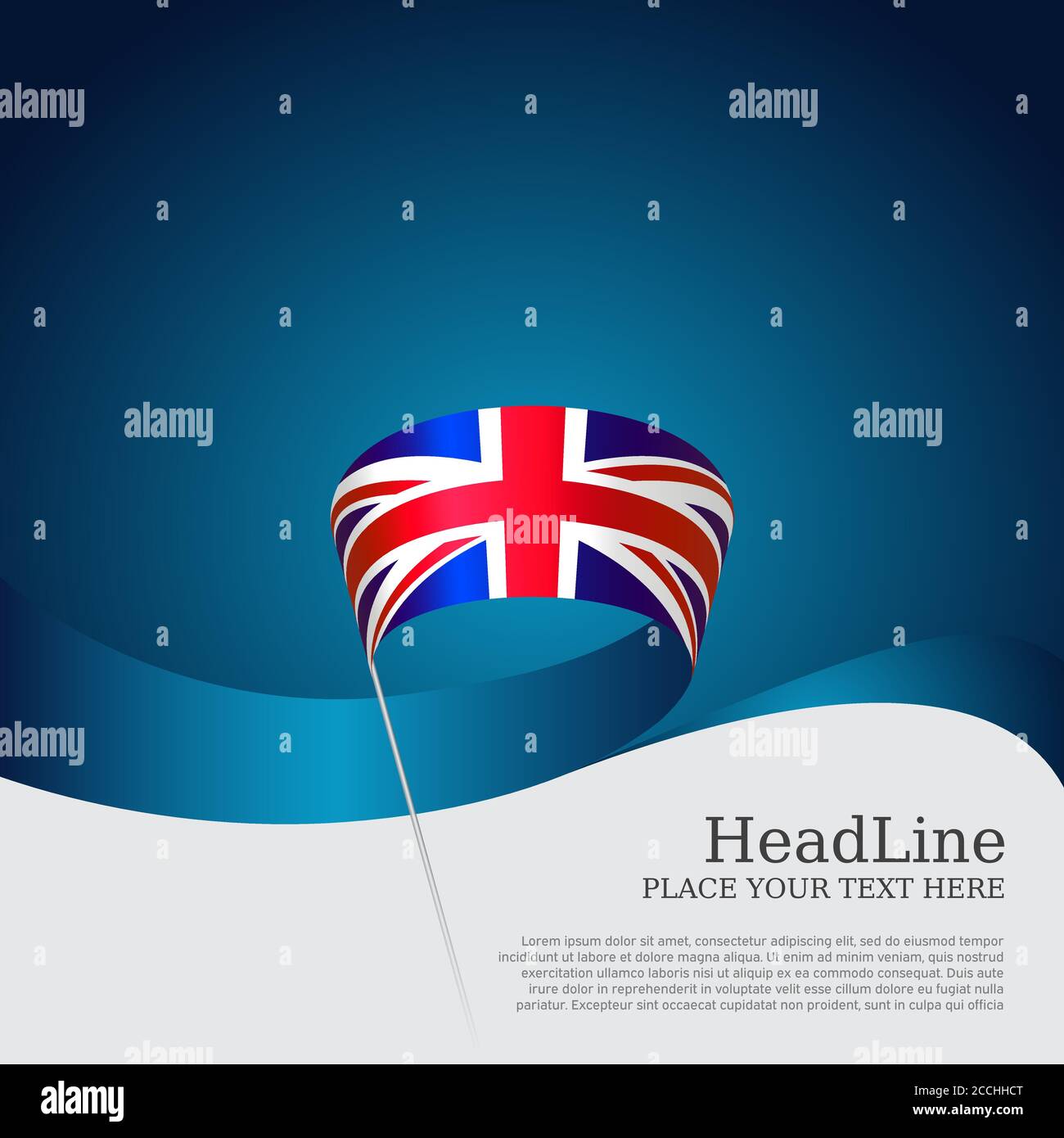 Great Britain flag background. Wavy ribbon color flag of great britain ...
