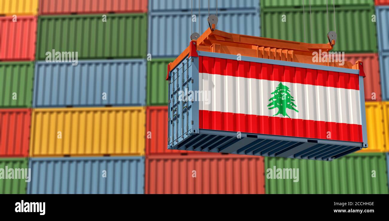 Freight container with Lebanon flag. 3D Rendering Stock Photo - Alamy