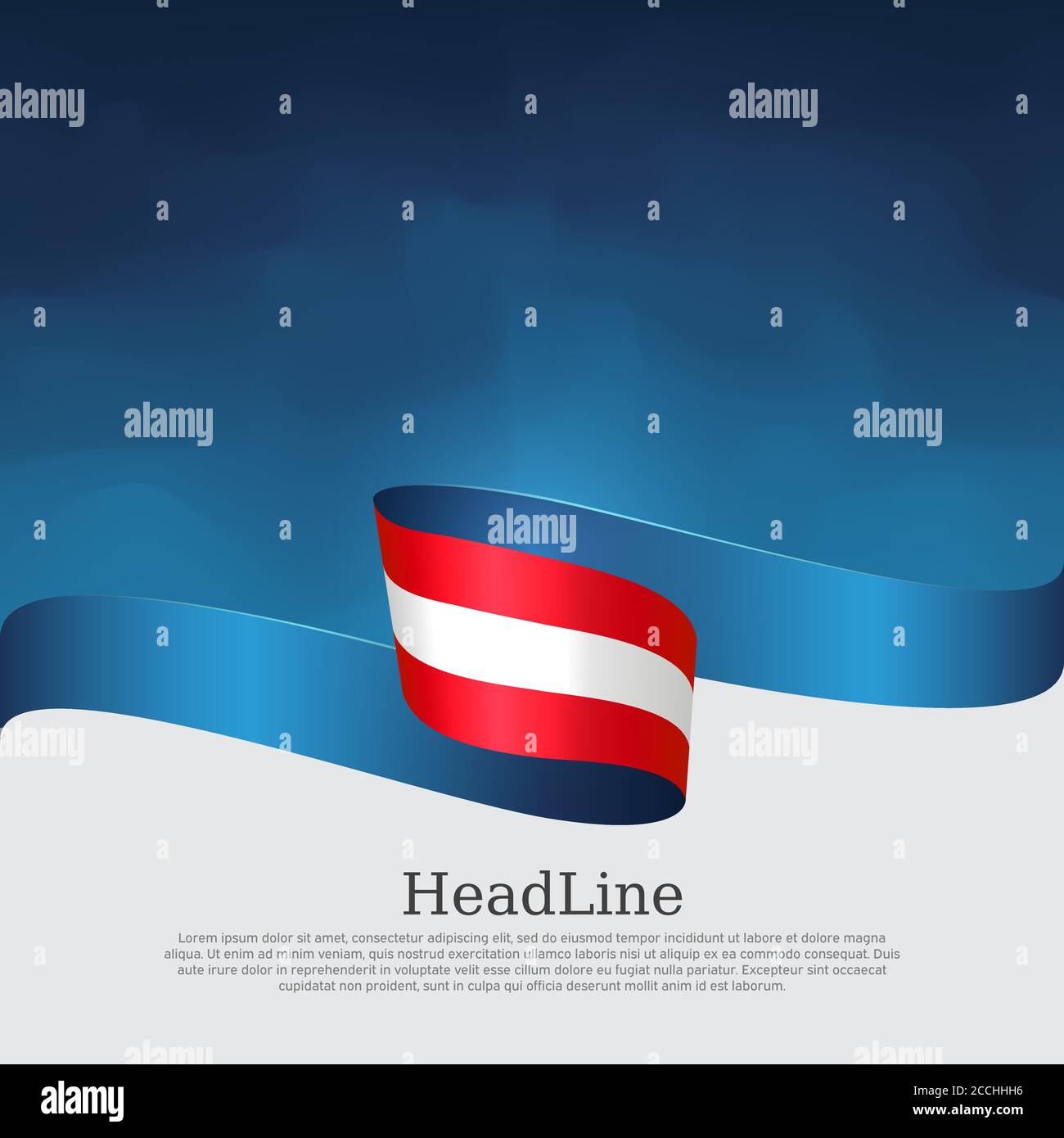Austria flag background. Austria flag with wavy ribbon on a blue white ...