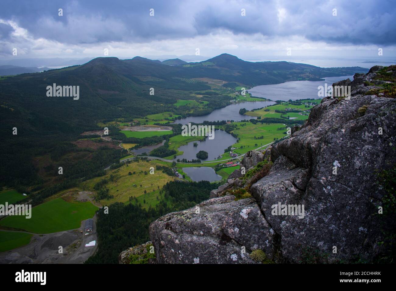 Norway Hiking Trail Overlooking Tau & Rogaland towns - Tropphona Stock ...