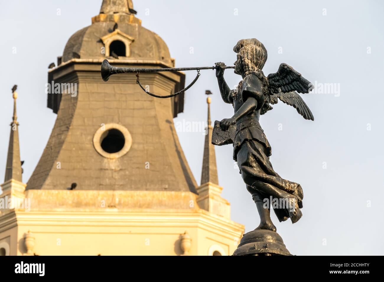 View of a statue in the historical central square of Lima, Peru Stock ...