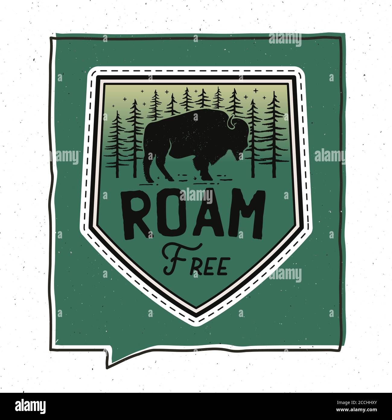 Vintage Roam Free badge illustration design. Travel emblem with text ...