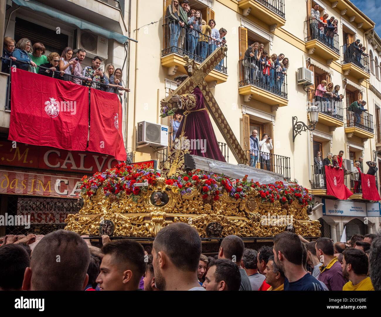 Float carried by towns people in Priego de Córdoba during Easter Holy ...