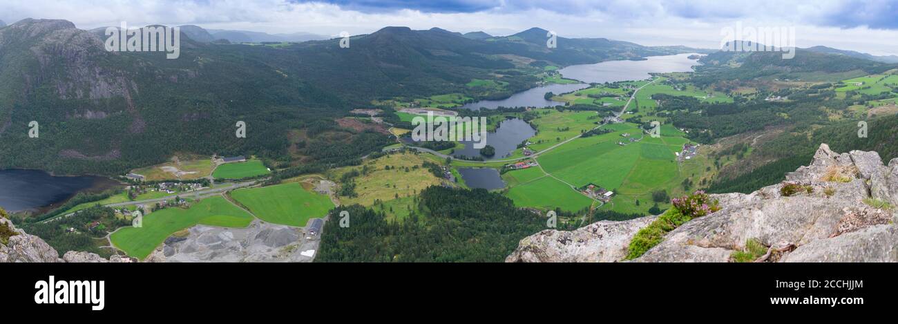 Norway Hiking Trail Overlooking Tau & Rogaland towns - Tropphona Stock ...