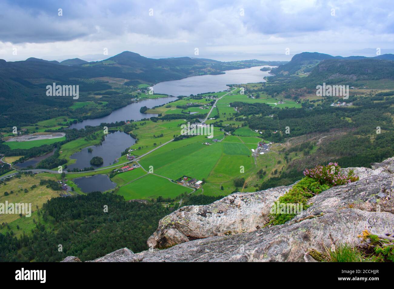 Norway Hiking Trail Overlooking Tau & Rogaland towns - Tropphona Stock ...
