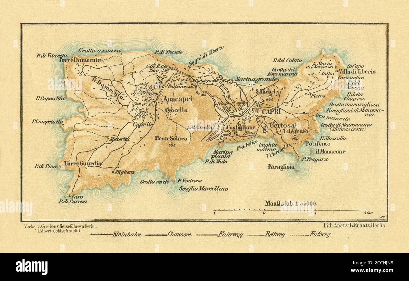 Map Of Capri 1911 Stock Photo - Alamy