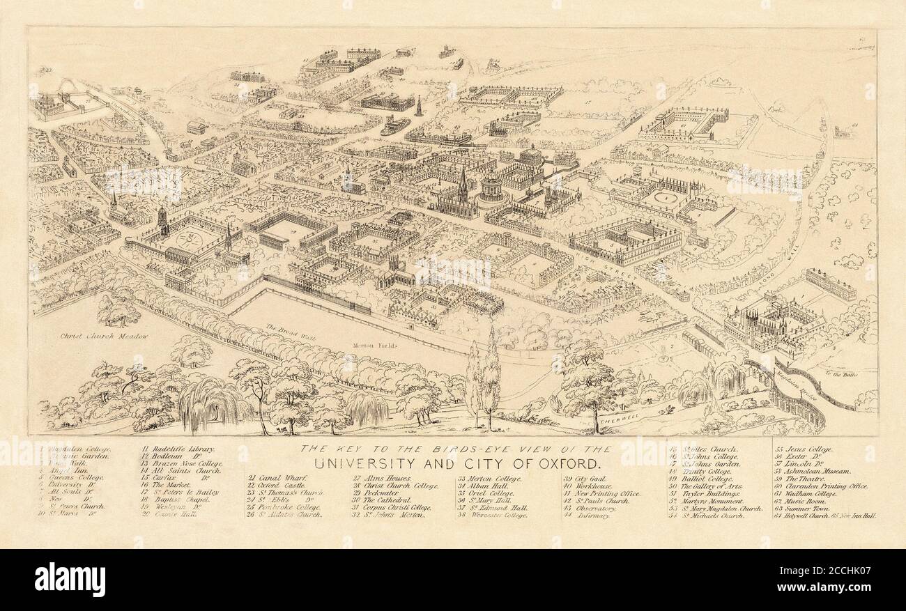Map Of Oxford 1850 Stock Photo - Alamy