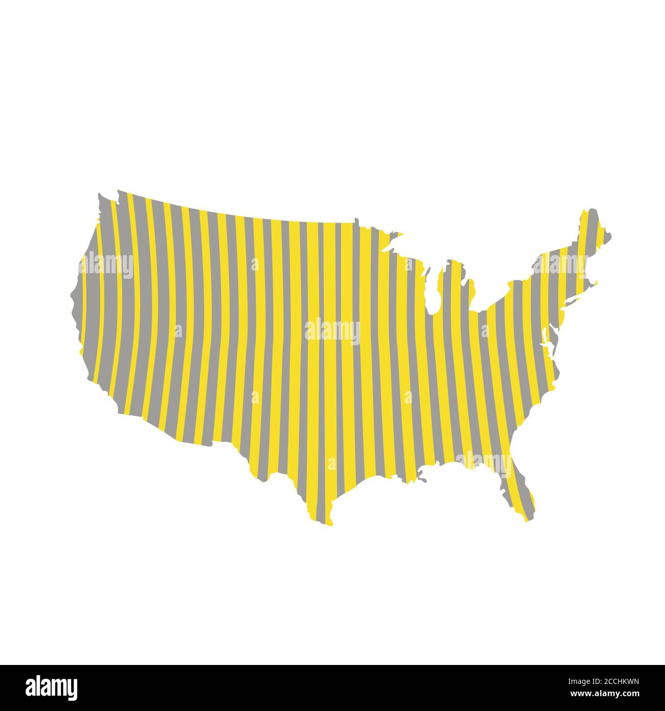 Geographic map of the United States of America with striped gray and ...
