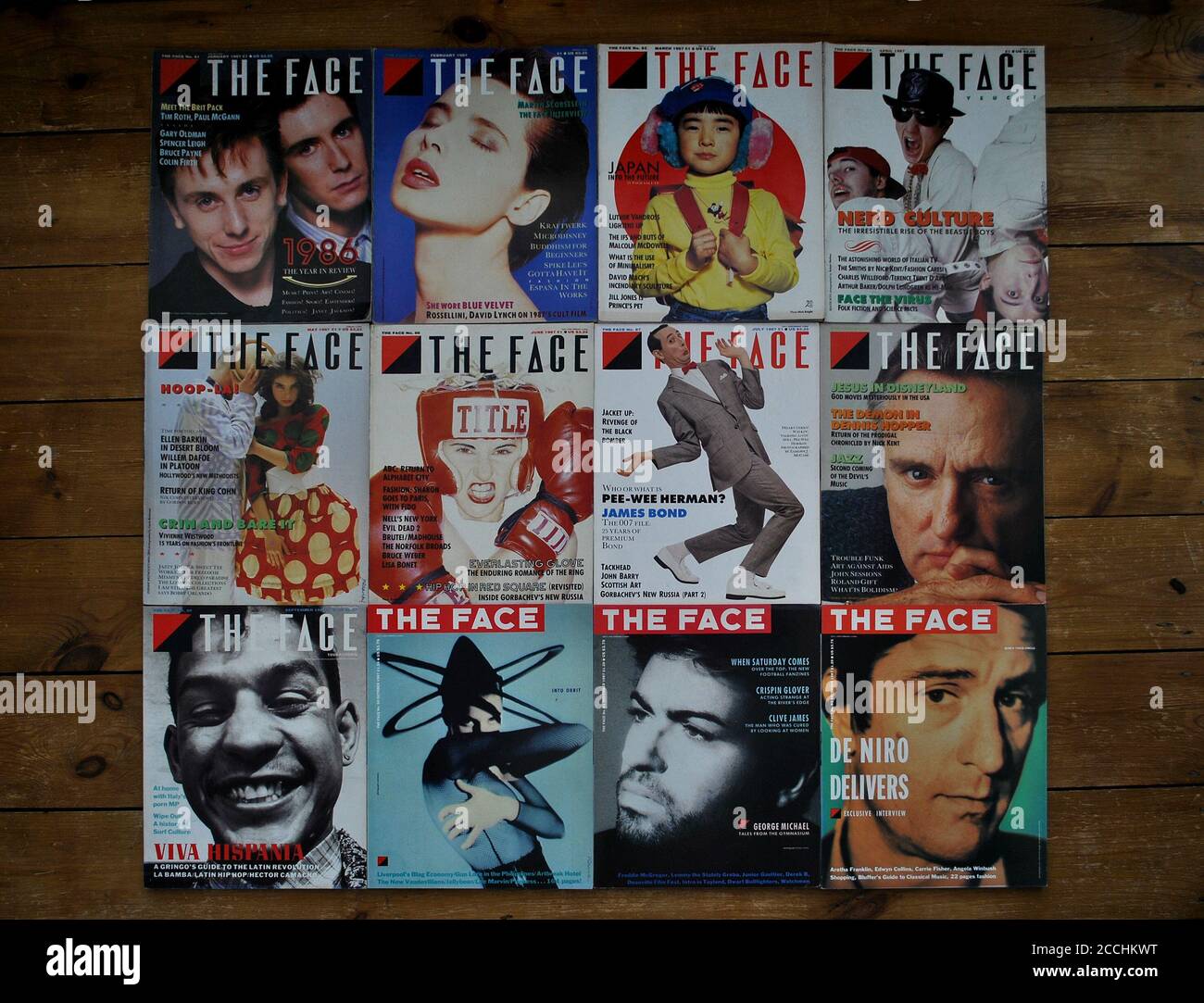 THE COVERS OF ALL 12 COPIES OF THE FACE MAGAZINE FROM THE YEAR 1987 ...