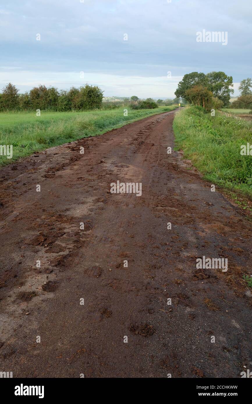 August 2020 - Mud on left on the road following a farmers work in the ...