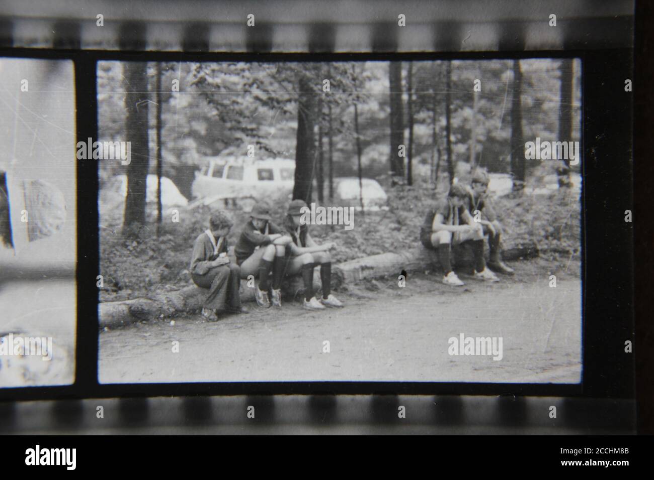 Fine 1970s vintage black and white photography of scouts camping a ...