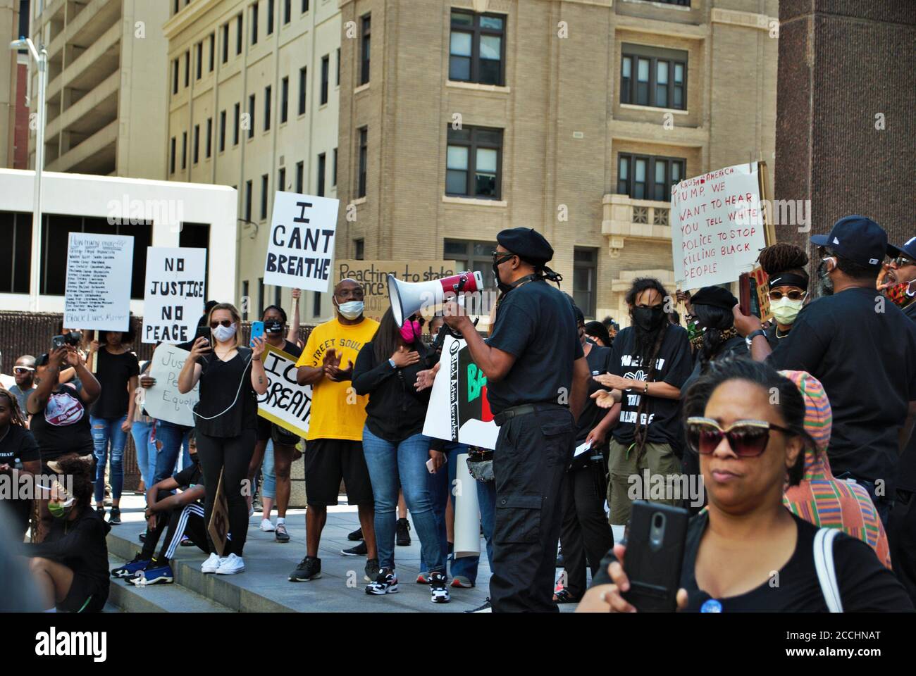 Dayton, Ohio, United States 05/30/2020 protesters at a black lives ...