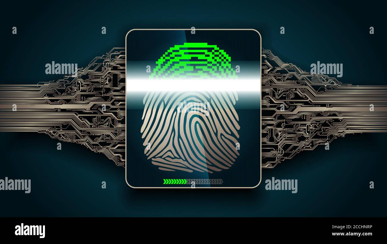 fingerprint scanning - digital security system, access Stock Vector ...