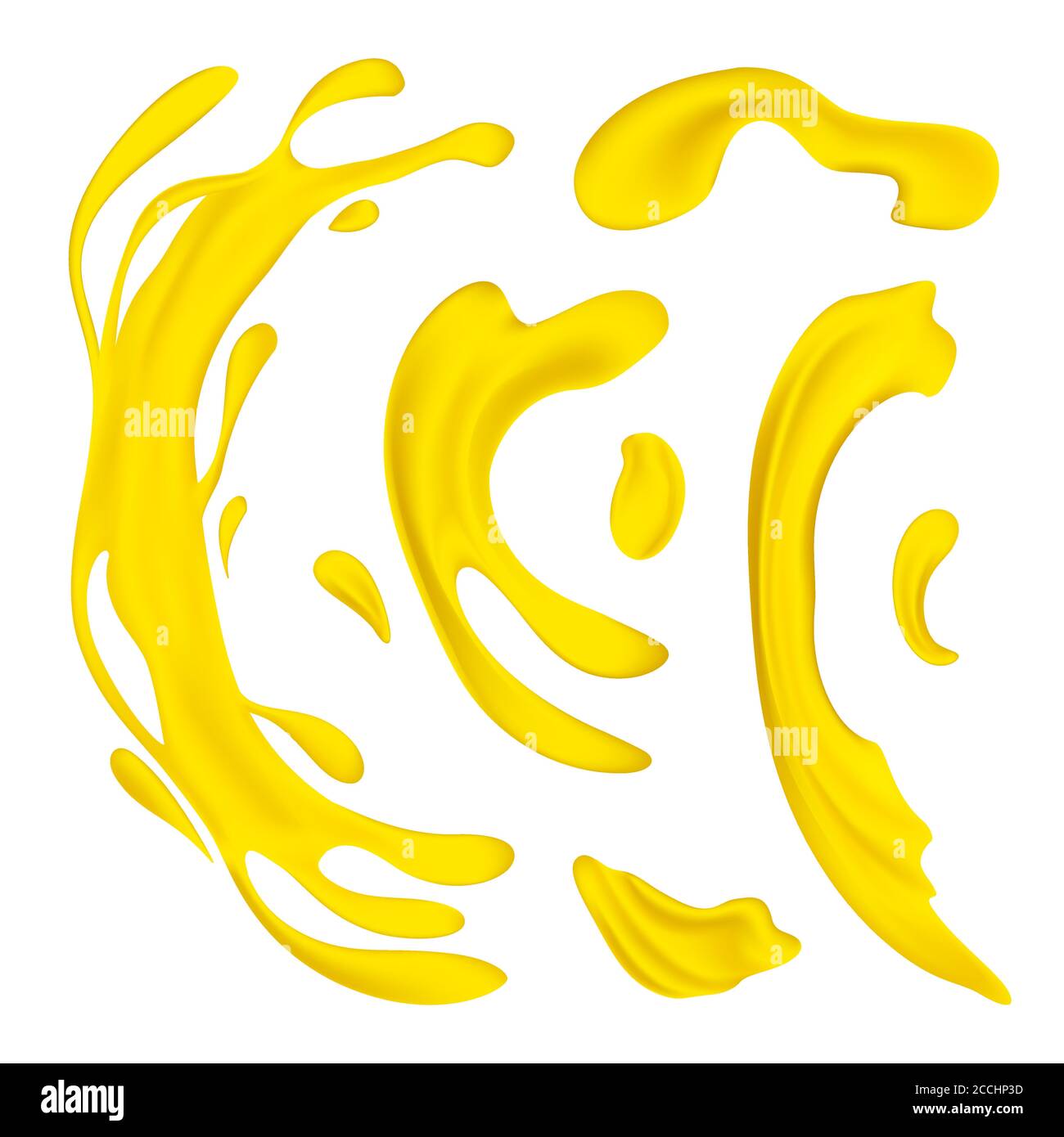 Juice or oil drips and splashes vector set. 3D realistic illustration ...