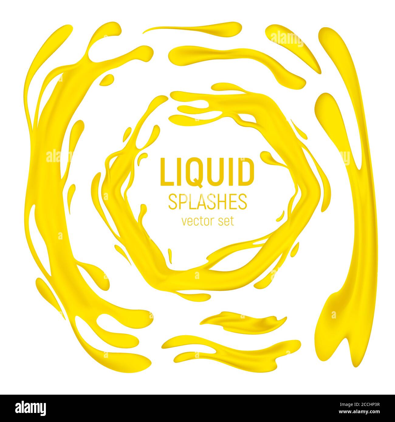 Juice or oil drips and splashes vector set. 3D realistic illustration ...