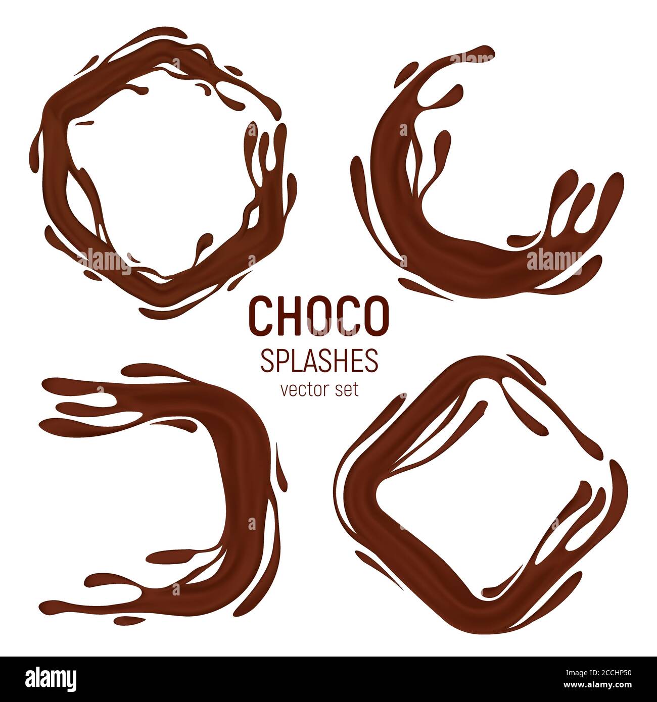 Choco or coffee drips and splashes vector set. 3D realistic ...