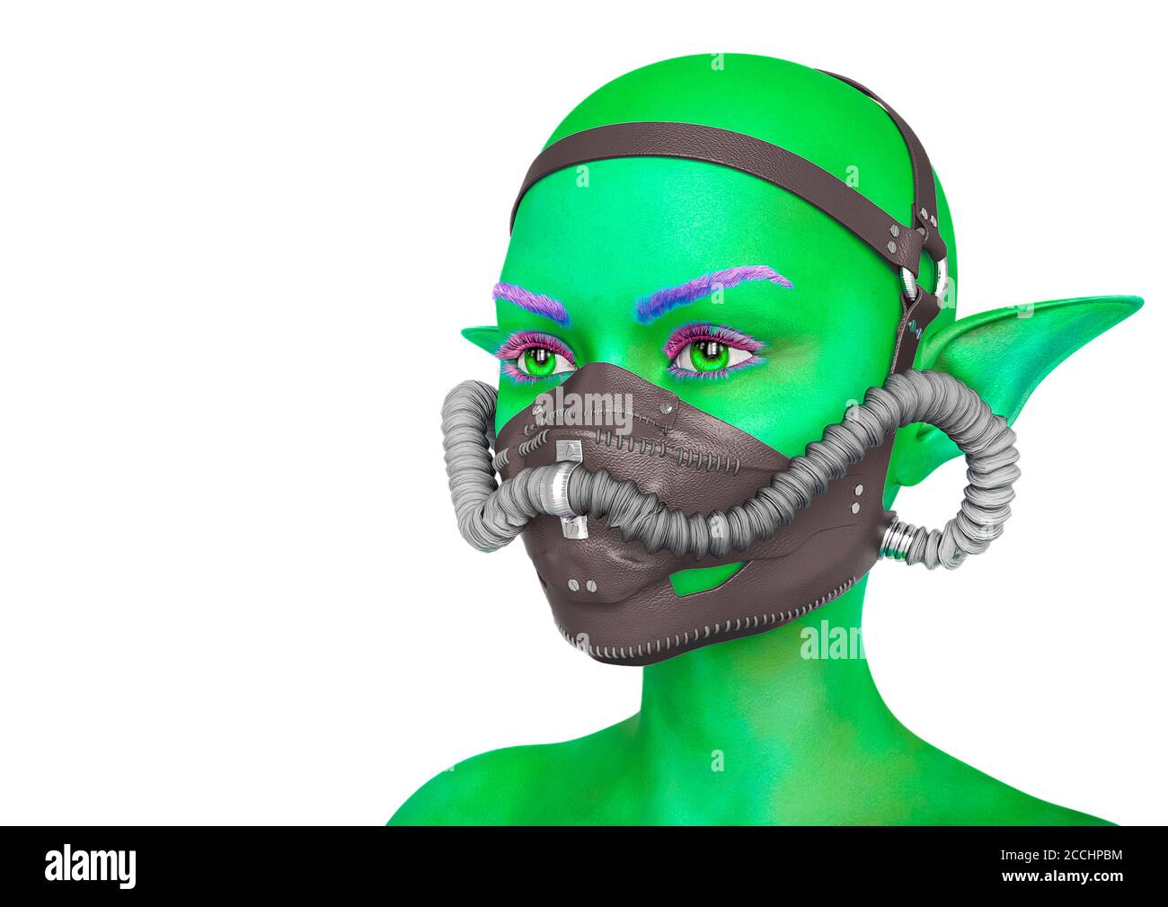 blue elf side portrait with copy space in white background, 3d ...