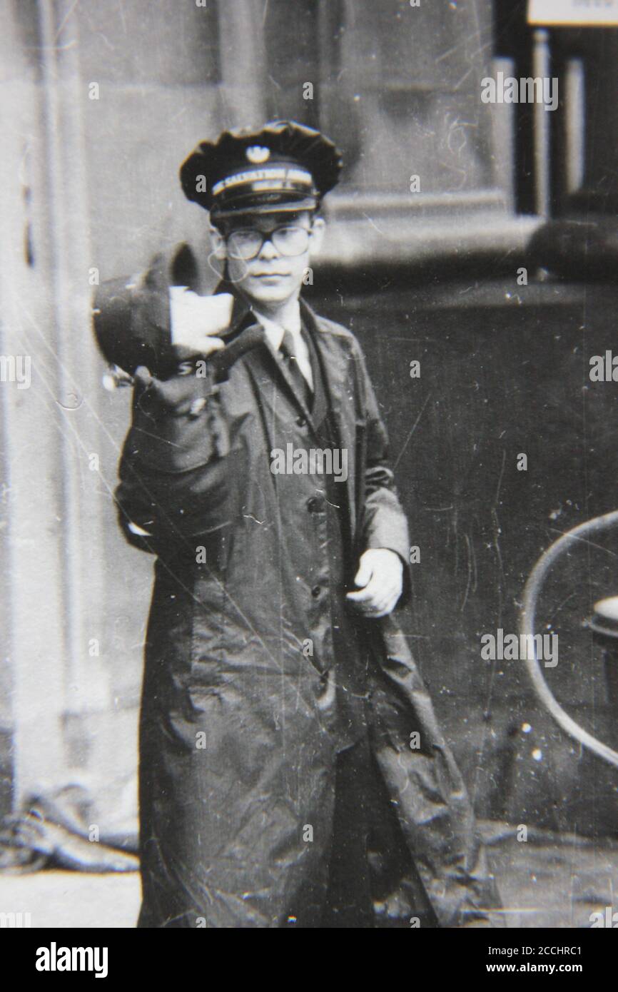 Fine 1970s vintage black and white photography of a Chicago police man ...