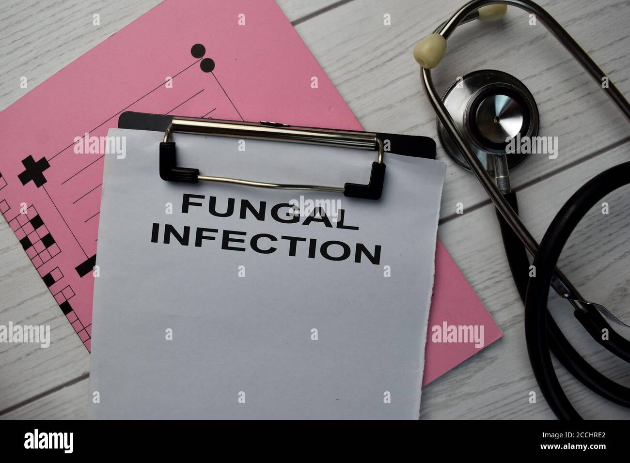 Fungal Infection text write on a paperwork and stethoscope isolated on ...