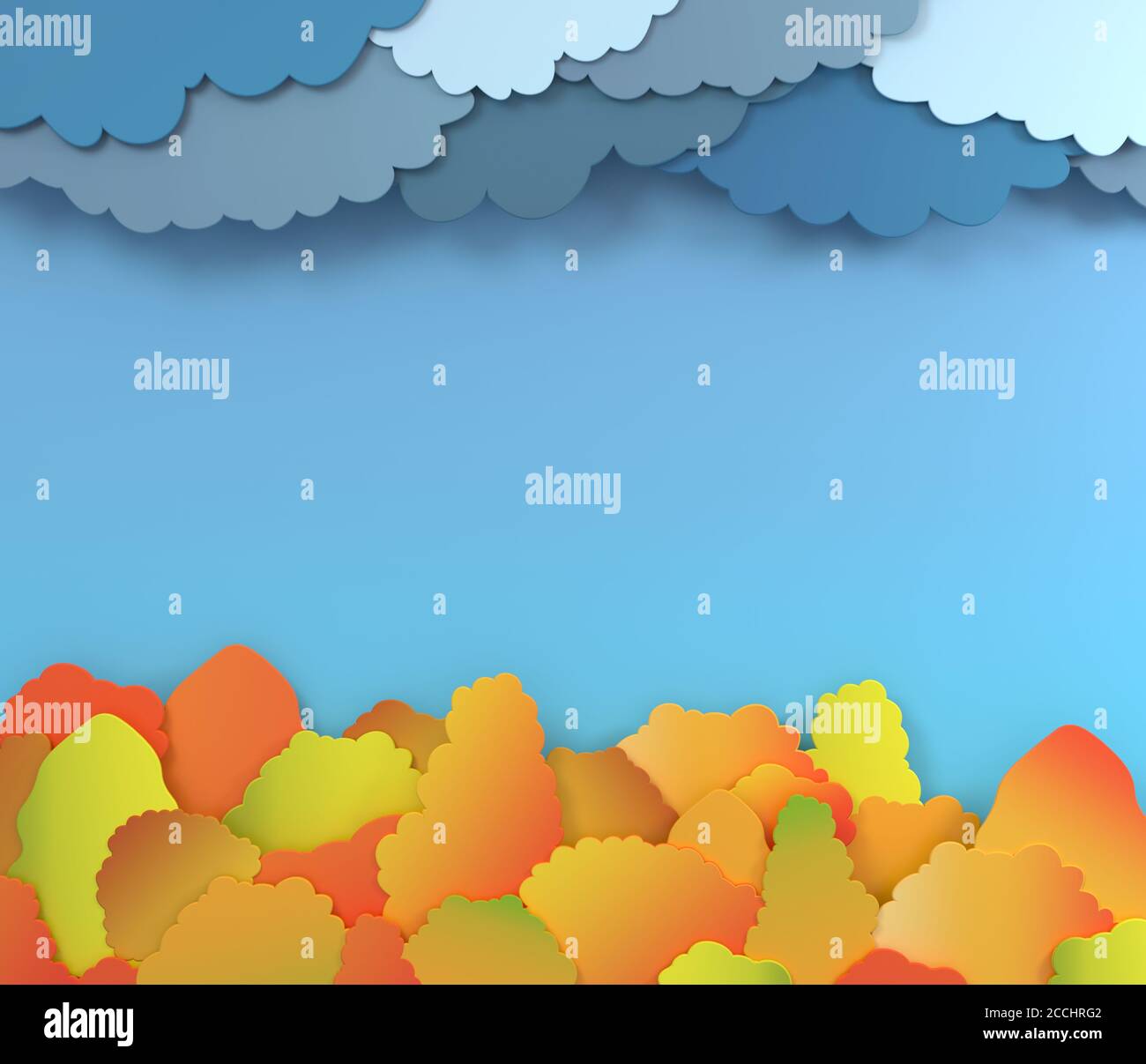 Autumn forest background layout decorate with clouds and trees for ...