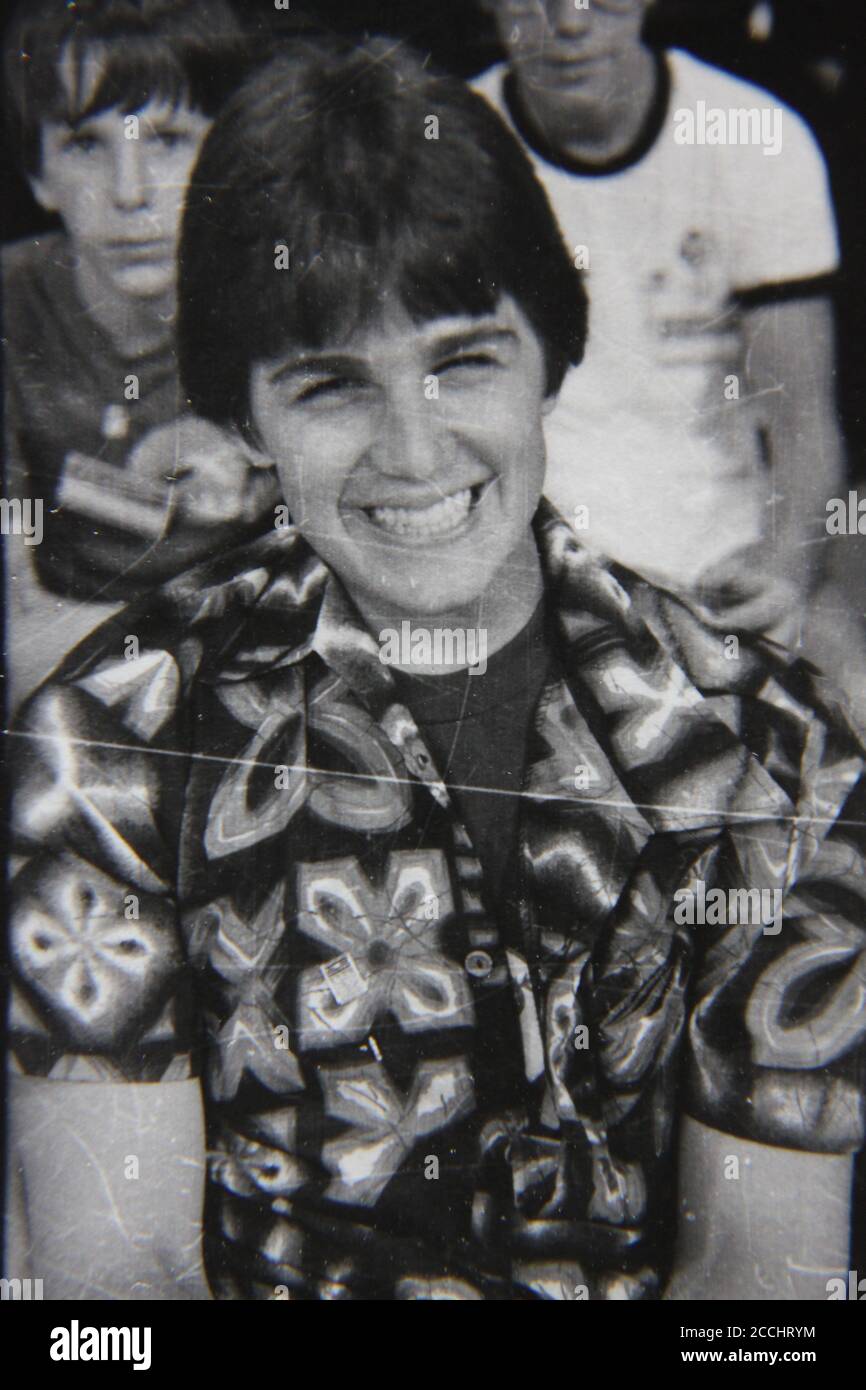 Fine 1970s vintage black and white photography of a young man with a ...