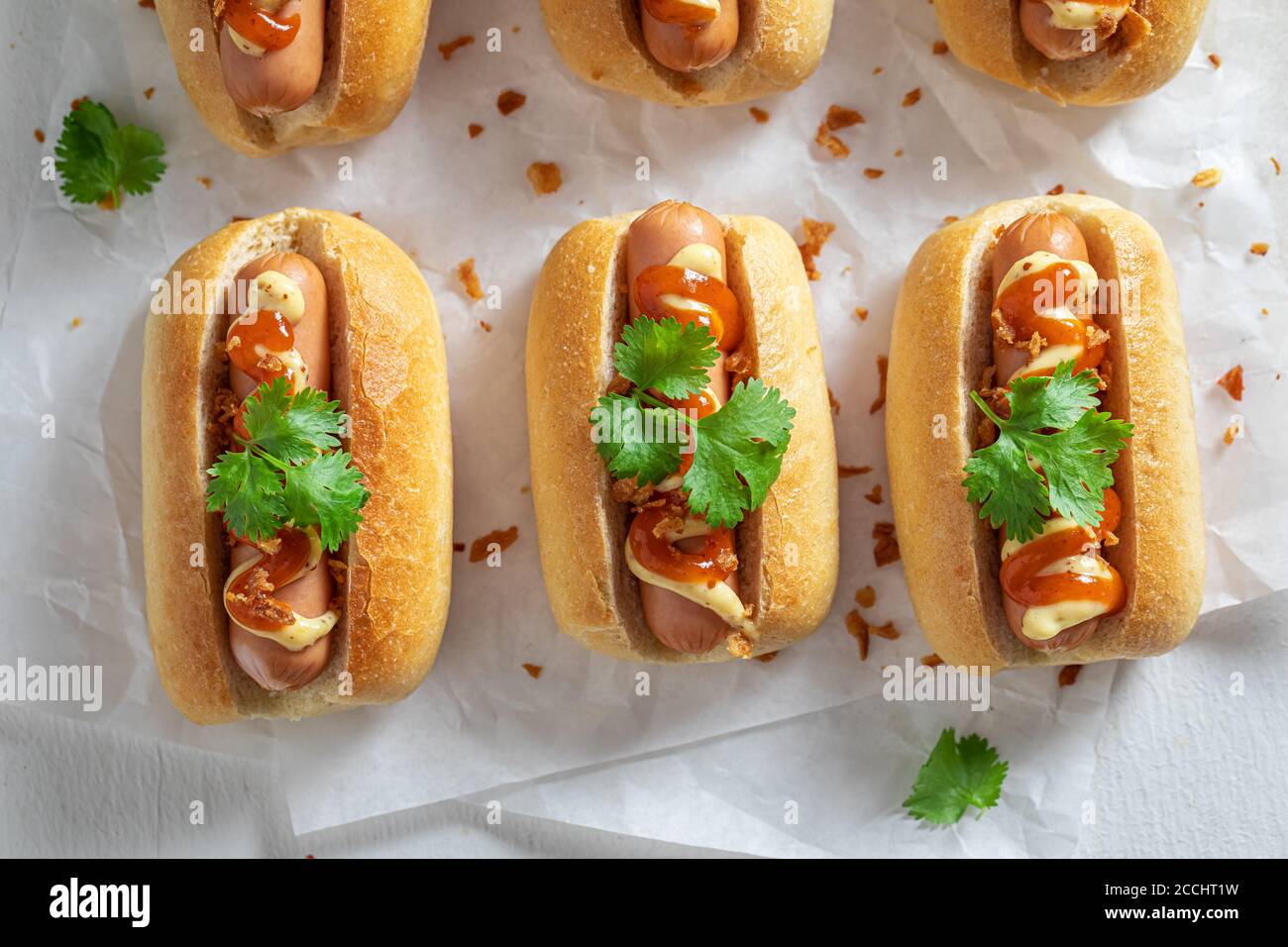 Spicy mini hot dogs as a quick appetizers Stock Photo - Alamy