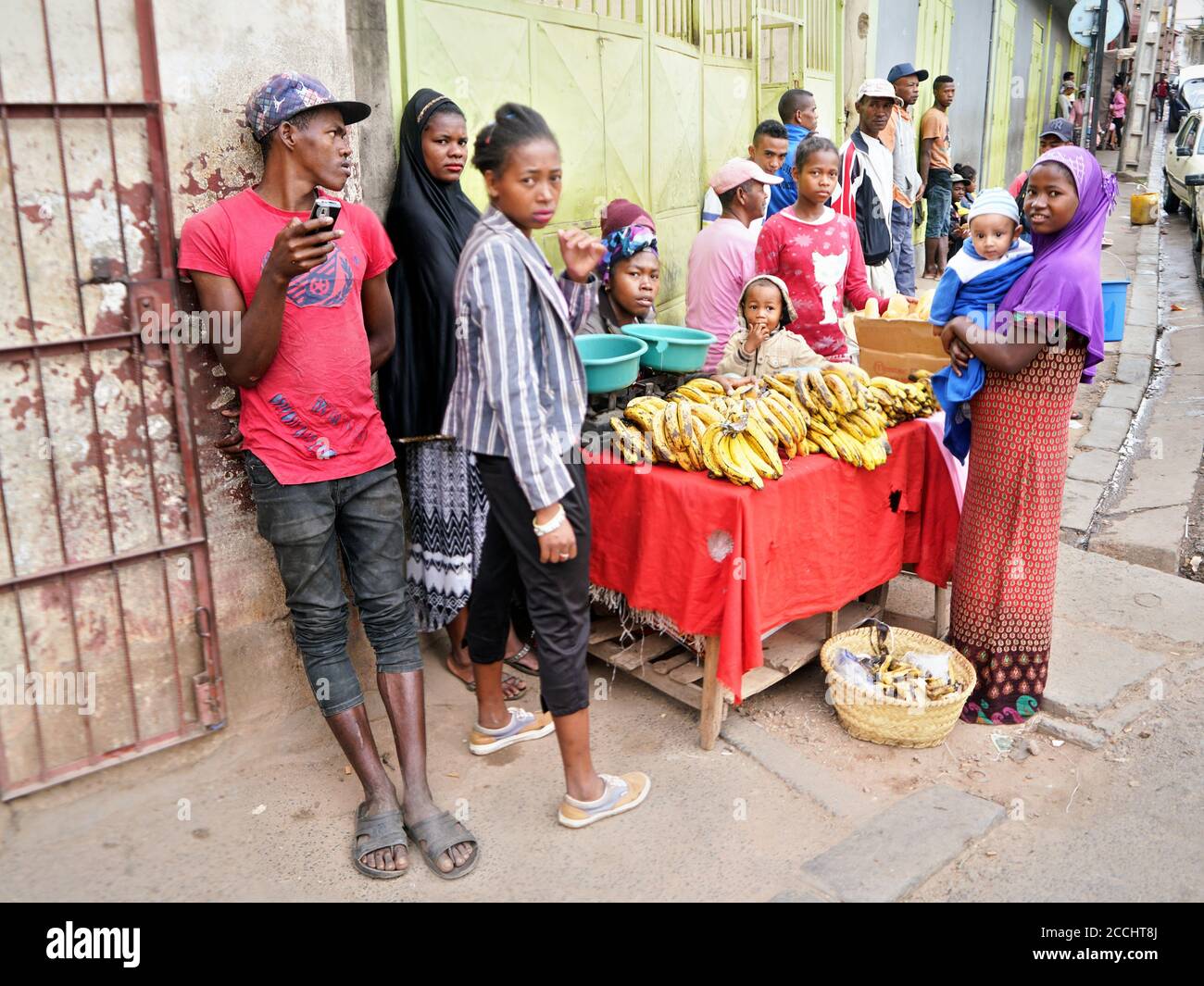 Antananarivo, Madagascar - April 24, 2019: Group of unknown Malagasy ...