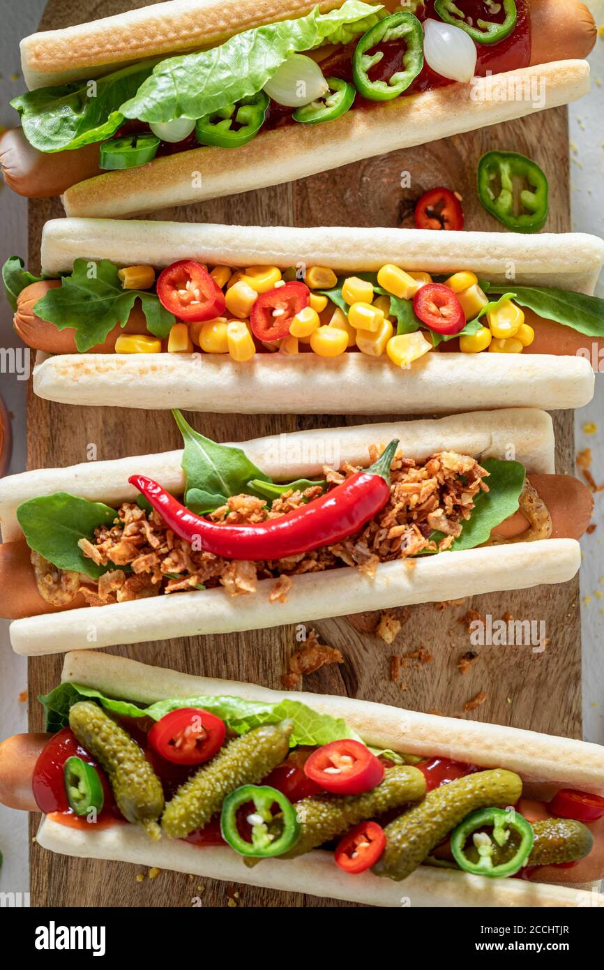 Fresh hot dogs served with lemonade and lime Stock Photo - Alamy